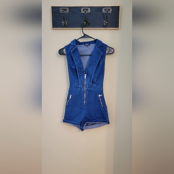 Fashion Nova | Pants & Jumpsuits | Nwot Xs Denim Romper | Poshmark